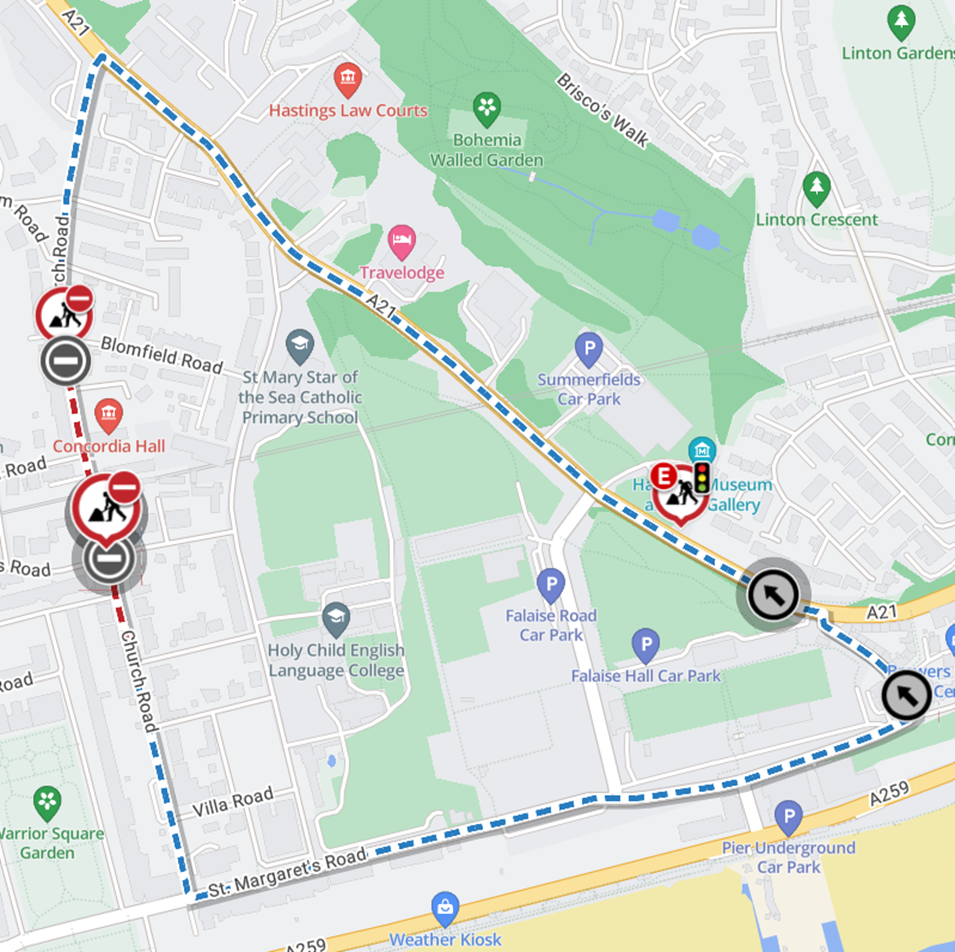 Church Road, Hastings - Patch Repairs | live.eastsussexhighways.com